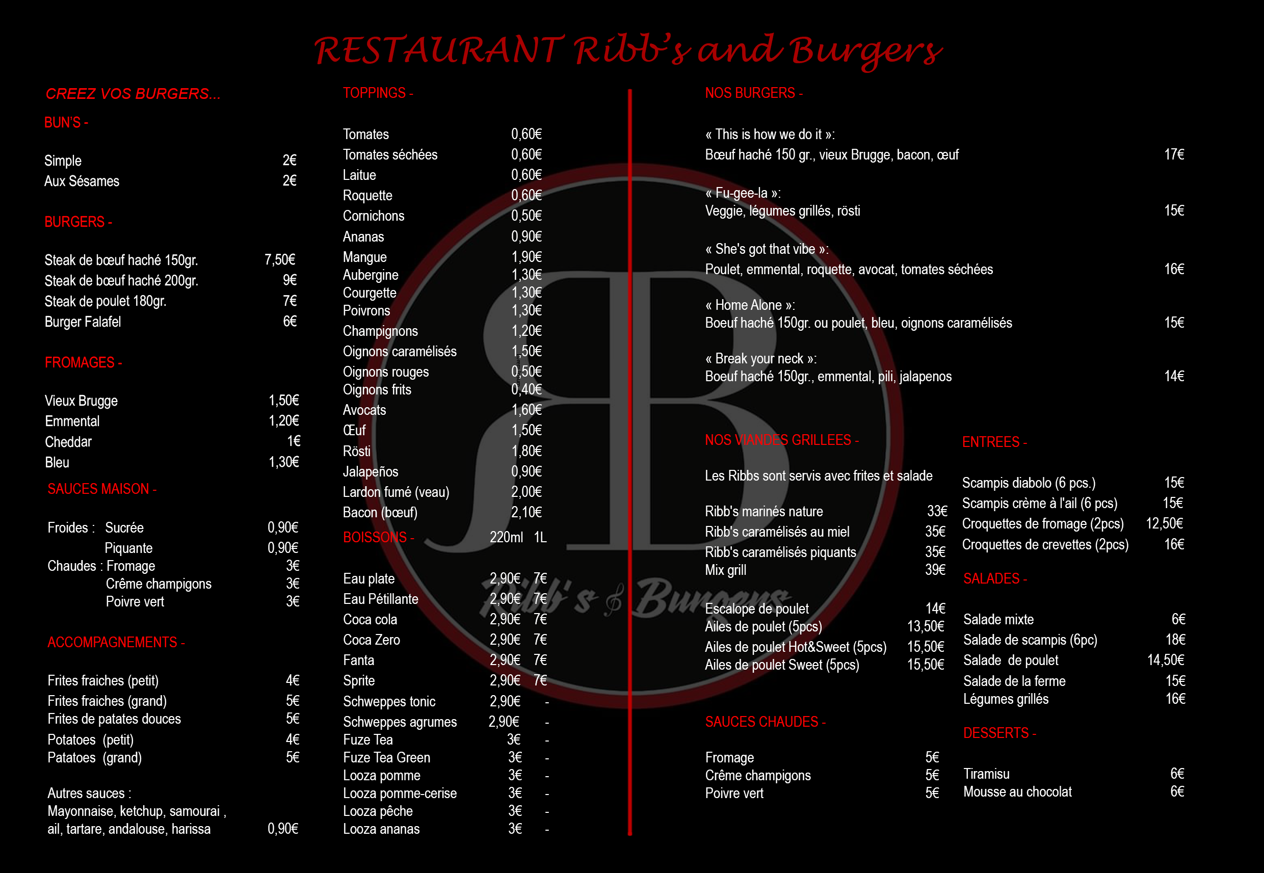 Flyer RnB - Ribb's and Burgers Restaurant